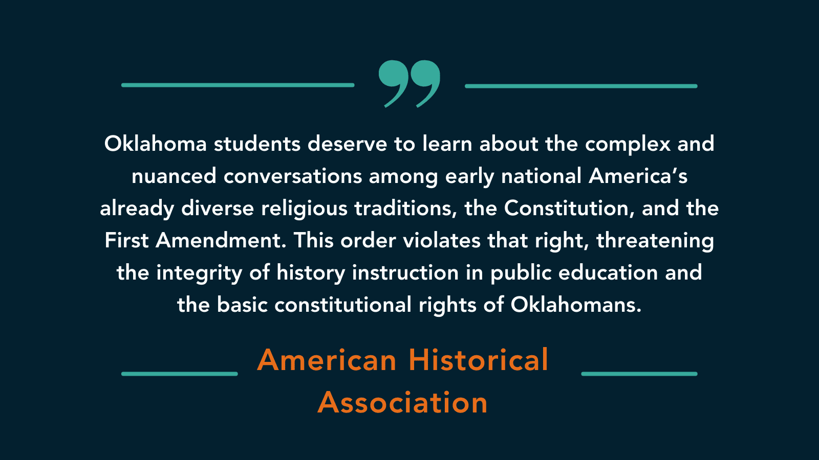 AHA Statement on Oklahoma Mandate for Religious Content in Public Schools